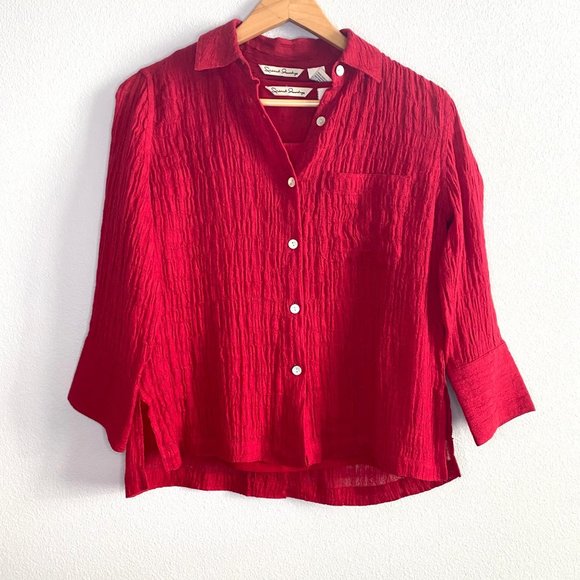 French Laundry | Tops | French Laundry Red Linen Blouse Tank Set | Poshmark
